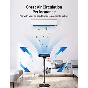 Paris Rhône Fans for Home Bedroom, Quiet Pedestal Floor Fan with Remote, Turbo&12 Speed Levels, 120° Oscillating, DC Motor Fan with 7 Blades, 8H Timer, Sleep Mode, Adjustable Height up to 46.8"