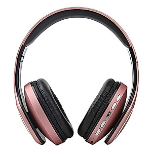 Volkano Wireless Headphones, 24 Hour Playtime Immersive Sound, Foldable Hands-Free Headset, FM Radio and Micro SD Card Slot, Android Compatible [Rose Gold] - Phonic Series
