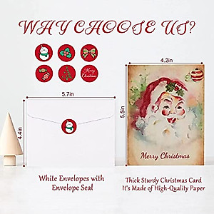 Feelfine 24pcs Christmas Cards Boxed with Envelopes, Blank Vintage Christmas Cards Bulk, 4.2 x 5.5 Inches Boxed Holiday Cards with Envelopes(8 Designs)
