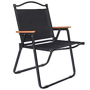 YSSOA, Large Folding Camp Chair for Adults with Handle and Storage Bag, Size, 264lbs Load Bearing Collapsible Outdoor Furniture for Leisure, Beach, Picnic, Hiking, Fishing (Color: Black)