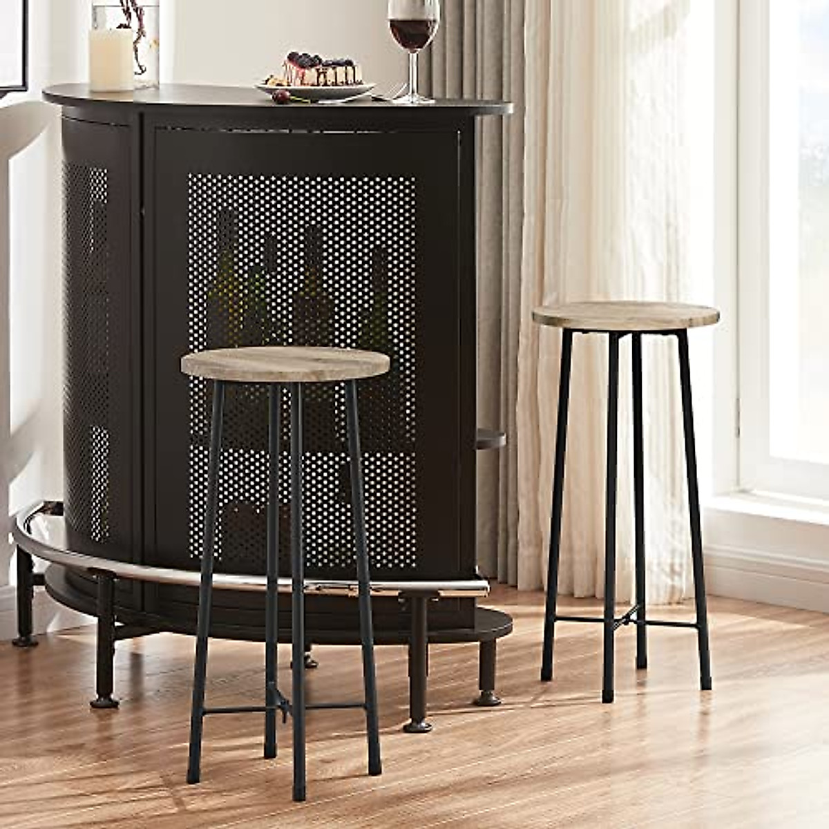 VECELO 24" Round BarStools, Modern Bar Stools Counter Height, Bistro Seats with Wood Surface, Simple Chairs for Living Room Dining Room, Breakfast Dinner Nap Conference, Maple