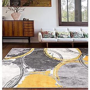 Rugshop Evora Contemporary Modern Circles Area Rug 7'10" x 10' Yellow