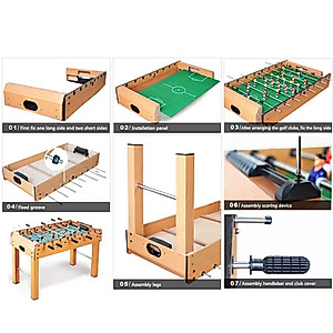 GAOSHENGWUJINGD Foosball Table Game Table Multi Game Table, Combo Game Table W/Soccer, Billiard, Slide Hockey, Wood Foosball Table, Perfect for Game Rooms, Arcades, Bars, Parties, Family Night