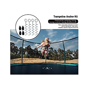 4-Pc Pack Spiral Stakes Heavy Duty Anchor Kit for Trampoline Steel Stakes Anchor Kit for Trampolines, Tents, tarps, Canopies,car Ports,Dog tie Out and etc Bonus Tie Down Straps 4-Pc Pack(Silver)