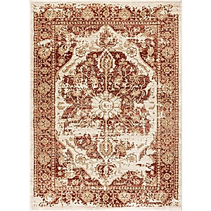 Well Woven Millie Tribal Copper Rust Medallion Area Rug 5x7 (5'3" x 7'3") Modern Distressed Oriental Plush Super Soft Carpet