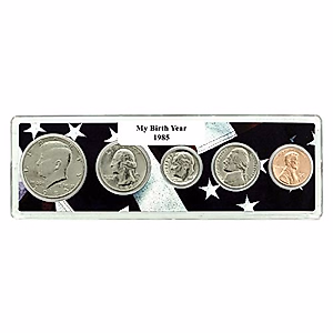 1985-5 Coin Birth Year Set in American Flag Holder Uncirculated