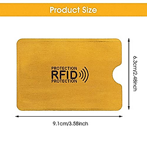 TIESOME RFID Card Holder, 10 pcs RFID Blocking Sleeves Waterproof Credit Card Sleeves Set RFID Identity Card Protector Secure Sleeve Portable Durable RFID Card Sleeves for Women Men Wallet(gold)