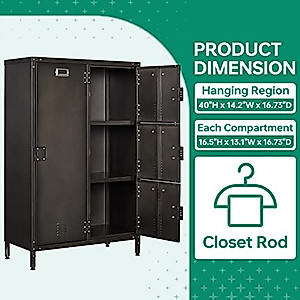 Letaya Metal Locker Storage Cabinet,55" Steel Retro Wardrobe,4 Doors Lockable,Adjustable Feet Organizer Locker for Employees Home Office School Gym (4 Door)