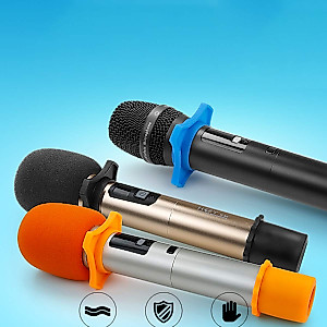 SUPVOX Microphone Ring Anti-rolling Mic Protection Silicone Ring Stand Replacement for KTV Device Replacement 5pcs (Orange Blue Black Gray and Red one for Each)