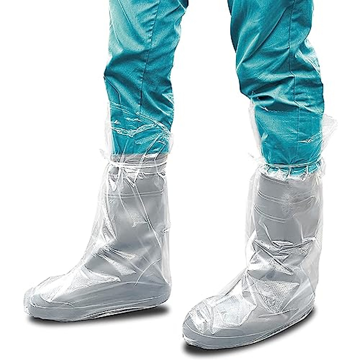 ABC Waterproof Disposable Boot Covers, XL Size. Pack of 100 Clear Disposable Booties for Shoes Covers. Disposable Shoe Covers for Indoors Non Slip. Shoe Booties Disposable Non Slip