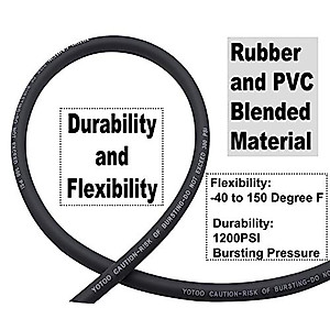 YOTOO Hybrid Air Hose 1/4-Inch by 50-Feet 300 PSI Heavy Duty, Lightweight, Kink Resistant, All-Weather Flexibility with 1/4-Inch Industrial Air Fittings and Bend Restrictors, Gray