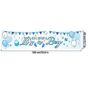 Baby Shower Decoration for Boy, Baby Shower Banner, Horizontal Large Blue Fabric It Is A Boy Sign Banner Backdrop Background Baby Shower Yard Sign Party Decoration Photo Booth for Boy, 71 x 15.7 Inch