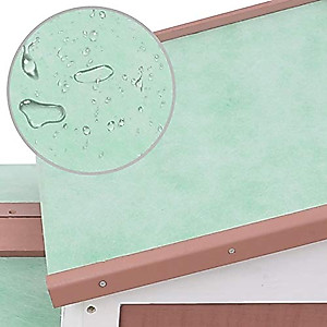 Tidyard Large Rabbit Hutch with Pull Out Tray and Run Outdoor Wooden Chicken Coop House Bunny Hen Pet Guinea Pig Small Animal Cage 57.1 x 17.7 x 33.5 Inches (L x W x H)