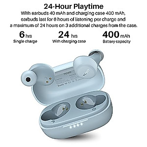 TOZO A1 Mini Wireless Earbuds Bluetooth 5.3 in Ear Light-Weight Headphones Built-in Microphone, IPX5 Waterproof, Immersive Premium Sound Long Distance Connection Headset with Charging Case, Blue