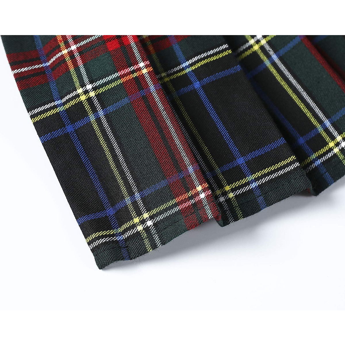 Women's Elastic Waist Plaid Pleated Skirt Tartan Skater School Uniform Mini Skirts (Series 18, L)