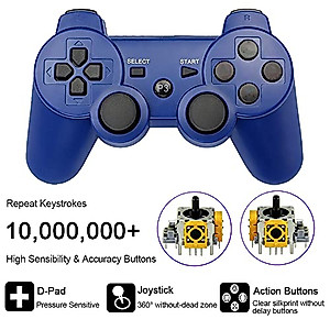 Autker PS3 Controller Wireless 2 Pack Double Vibration Gamepad with 2 Charging Cable Compatible with Playstation 3 (Blue+Green)