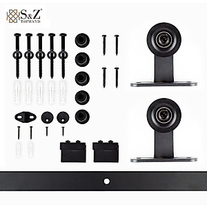 S&Z TOPHAND® 36 in. x 84 in. White PVC Barn Door with 6.6FT Sliding Door Hardware Kit, 20-42in Stainless Steel Frame Modern Style Barn Door/Sliding Door/Simple Assembly is Required