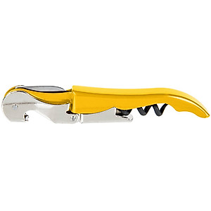 Pulltap's Double-Hinged Waiters Corkscrew, Wine Opener and Foil Cutter, Beer Bottle Opener, Yellow