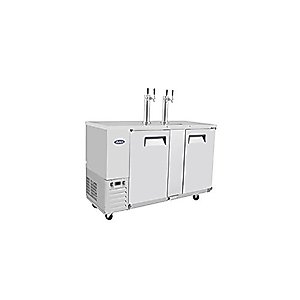 Atosa Kegerator Beer Dispenser with 2 Tap Towers, Commercial Keg Cooler Refrigerator, MKC58