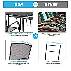 AECOJOY 5 Piece Outdoor Table and Chair, Patio Outdoor Dining Set with 1.73" Umbrella Hole, Patio Table and Chair Set of 4 for Garden,Bistro,Deck