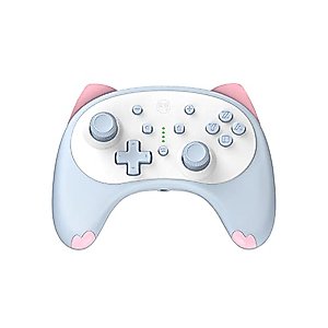 IINE Cute Switch Controller, Bluetooth Cartoon Kitten Nintendo Switch Controllers Wireless, Kawaii Light Switch Gaming PC Controller with TURBO/Double Vibration Function