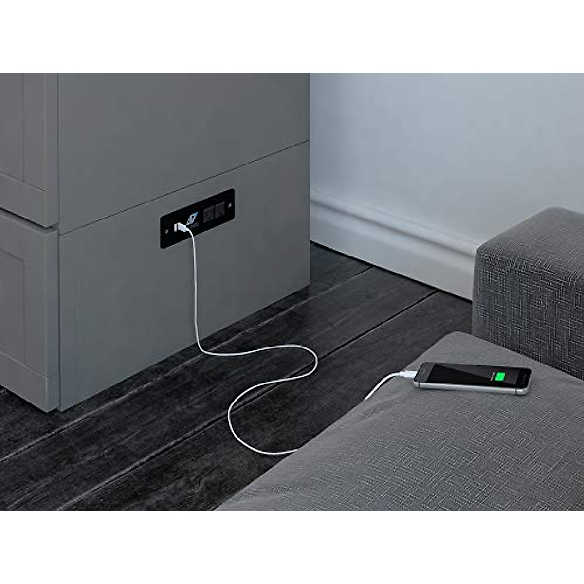 AFI Hamilton Murphy Bed Chest with Charging Station & Mattress Queen Grey