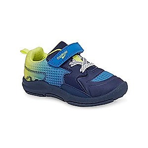 OshKosh B'Gosh Boy's Gabriel Athletic Sneaker, Navy/Lime, 10 Toddler