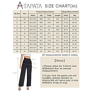 Tapata Womens Wide Leg High Waist Straight Leg Casual Pants Stretch Comfy Pockets Relaxed Fit, Black, 2