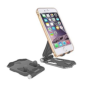 SCTEWELL Mobile Phone Holder, 1-Piece Mobile Phone Holder Suitable for iPhone, Ipad, Mobile Phones, All Android Smart Phones, Small desktops, Sturdy Aluminum Metal Phone Holder