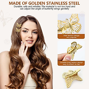 OBTANIM Butterfly Hair Clips, 12 Pcs Cute Metal Butterfly Hair Claw Pins Barrettes Accessories for Girls and Women (Gold)
