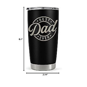 SANDJEST Best Dad Ever Tumbler with Lid - 20oz Insulated Stainless Steel Cup- Coffee Mug for Sport Travel Office, Gift for Father’s Day Birthday