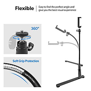 LimoStudio Overhead Flexible Gooseneck Tabletop 13.6-Inch Tripod Lightweight Stand Phone Holder Mount Compatible with iPhone, Galaxy, Pixel, AGG3314
