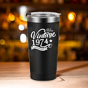 Greatingreat 1974 50th Birthday Gift for Women and Men - 50th Gifts for Parents - 50th Class Reunion - Mom Dad Wife Husband Present - 20oz Tumbler Cup Black