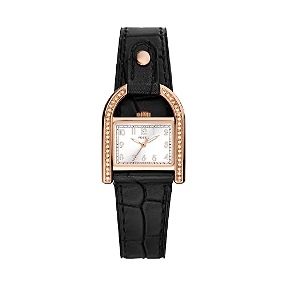 Fossil Women's Harwell Quartz Stainless Steel and Eco Leather Three-Hand Watch, Color: Rose Gold, Black (Model: ES5263)