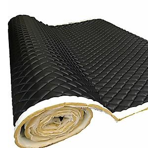 Tong Gu Double Thread Quilted Faux Leather Vinyl Fabric Foam Backing Diamond Upholstery Material (Brown)