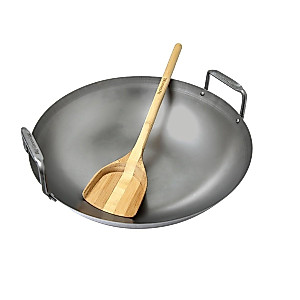 Big Green Egg Carbon Steel 18 Gauge Grilling Wok with Bamboo Spatula 120779
