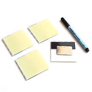 Bravestorming Mover Erase, Stackable and Magnetic Mini Whiteboard on The Palm, 72x72x3mm, Pack of 4 (Pen Included) (Yellow), Art Supplies for School and Office Projects and Presentations