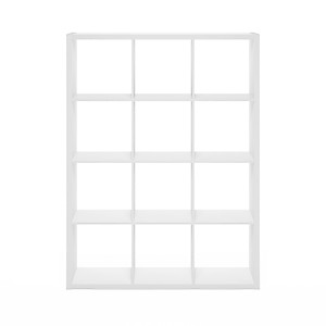 Furinno Cubicle Open Back Decorative Cube Storage Organizer, 12-Cube, White