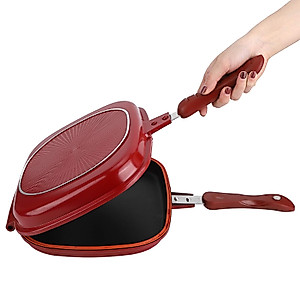 Double Side Grilled Pan, Non‑Stick Aluminium Double Grill Pan Sandwich And Panini Maker Fry Pan for Barbecue, Chicken and Fish