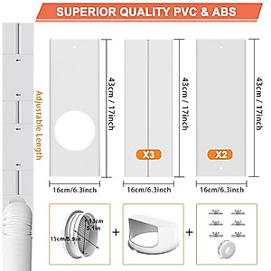 Complete 6-Piece Window Seal Kit for Portable Air Conditioner - Fits Sliding Windows and Doors - Extends up to 87in - Includes 5.9in Exhaust Hose and Rain Cover