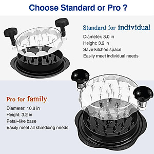 Chicken Shredder Tool Twist Large: 2025 Pro & Standard Food-Grade Visible Meat Shredder Tool Twist with Anti-Slip Petal-Like Base, Chicken Breast Shredder, Chicken Grinder (Black, Standard - 8")