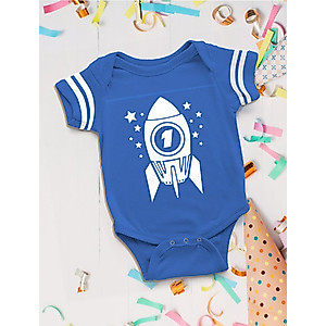 1st Birthday Outfit Space Rocket One Year Old Gift Cute Baby Bodysuit 18M Blue