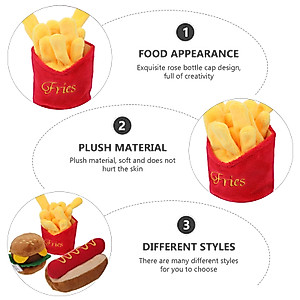 POPETPOP Dog Chew Toys, Plush Stuffed Puppy Chew Toys Shaped Plush Dog Toy Pack Hot Dog French Fries Plush Dog Toy for Small Medium Dogs