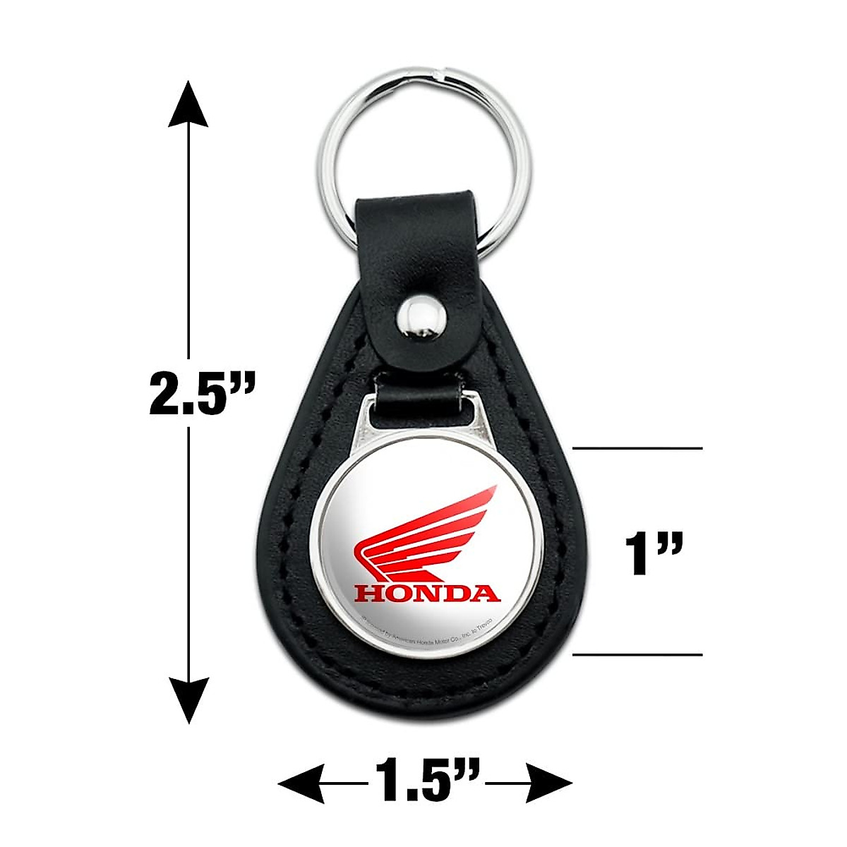 GRAPHICS & MORE Black Leather Honda Powersports Logo Keychain