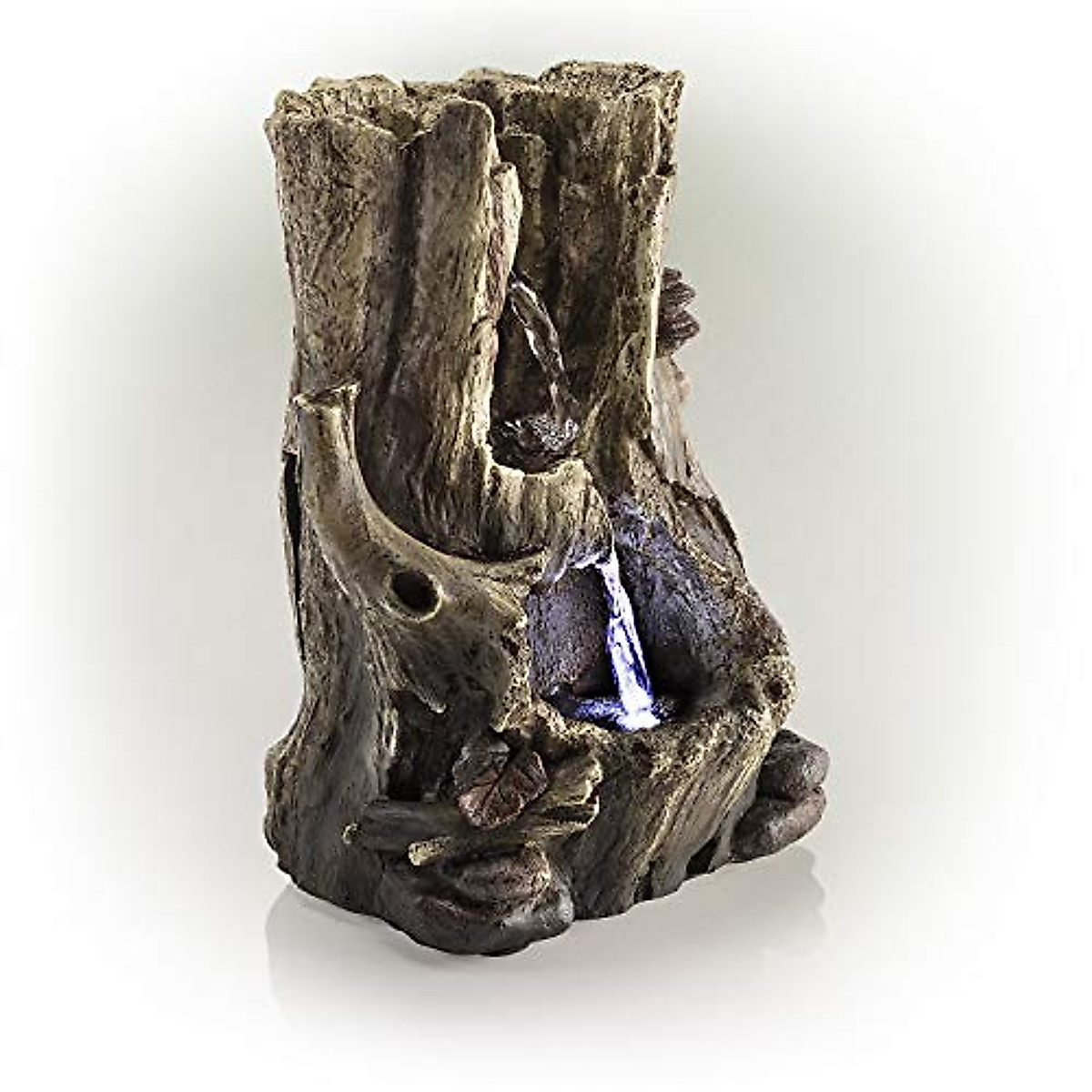 Alpine Corporation 11" Tall Indoor Rainforest Tabletop Fountain with LED Lights , Beige, 7"L x 5"W x 11"H