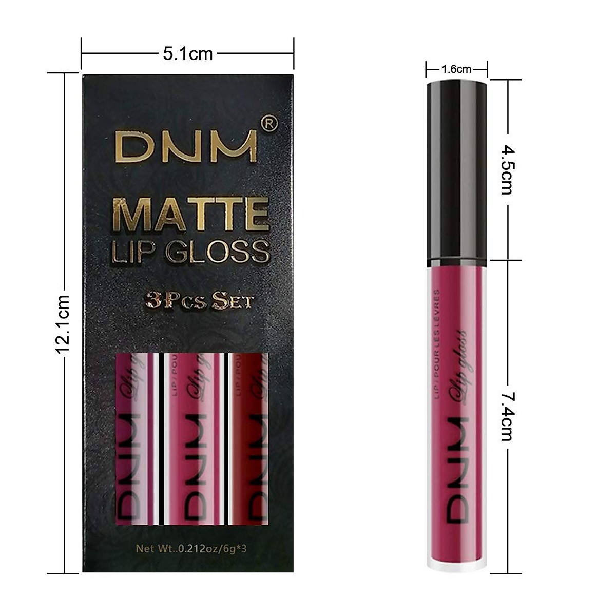 DNM 3Pcs Dark Purple Red Rose pink Matte Liquid Lipstick Sets for Black Women Matte Matt Lipstick Lip Stain Long Lasting Waterproof 24, labial mate larga duracion 24 labiales mate 24 horas originales