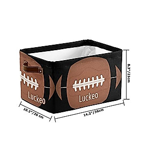 Black Football Personalized Storage Basket ,Custom Storage Bins Cubes Organizer with Handle for Bedroom Wardrobe,Nursery,Basket 1 Pack