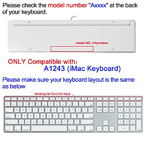 Silicone Keyboard Cover Skin for Apple iMac Keyboard with Numeric Keypad Wired USB MB110LL/B(Model: A1243), Cute Print, US Layout, Litter Flowers
