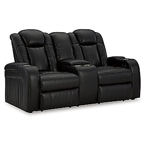 Signature Design by Ashley Caveman Den Power Reclining Loveseat with Console Love Seats, 75" W x 42" D x 42" H, Black