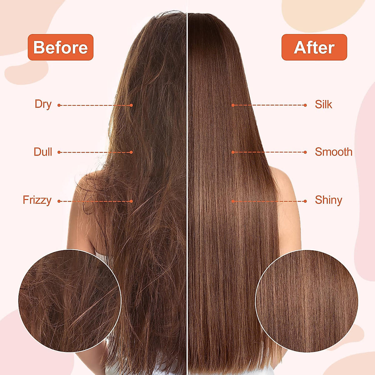 Hair Straightener Brush, Ring Hair Straightener Comb Straightening Brush with Anti-Scald & LED Screen, Suitable for Hair Lengths of 5 inches and Above